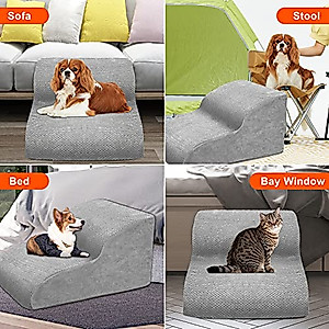 Dog Stairs for Small Dogs, High Density Foam Dog Ramp, Extra Wide Non-Slip Pet Steps for High Beds Or Couch, Soft Foam Doggie Ladder for Dogs Injured, Older Pets, Small Cats