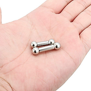 SCERRING 2PCS 4G PA Ring Straight Barbell Internally Threaded Monster Screwball Rings 316L Surgical Steel Pierced Body Jewelry Bar Length 12mm 16mm