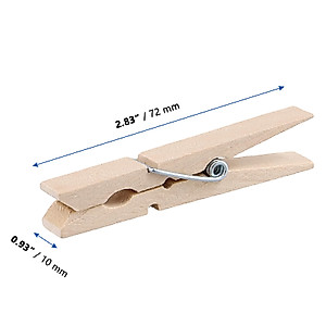 MANCHAP 300pcs 2.83 Inch Wooden Clothespins, Wood Laundry Clips, Wooden Close Pegs Clothes Pins for Crafts, Hanging Photos