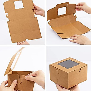 Bekoetoz 100Pcs Paper Cookie Boxes With Window Small Bakery Boxes 4x4x2.5 Inches Mini Cake Boxes For Pastries,Cupcakes,Desserts,Donuts,Chocolate Strawberries,Candy,Treat Boxes(4 * 4 * 2.5,White)