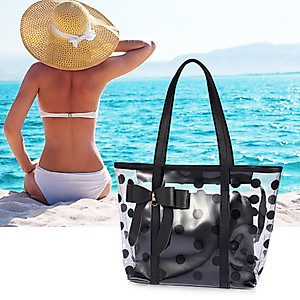 AIBILIEI ABLE Women's Clear Tote Bags Multi-Use Shoulder bag Handbag Beach bag Shopping Bag (Black)