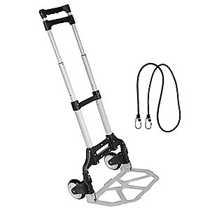 Folding Hand Truck, Gimify Dolly Cart Luggage Hand Cart Aluminum Box Cart Lightweight Portable with Telescoping Handle for Personal, Travel, Shopping, Moving, Office, 165 lbs Capacity (Black)