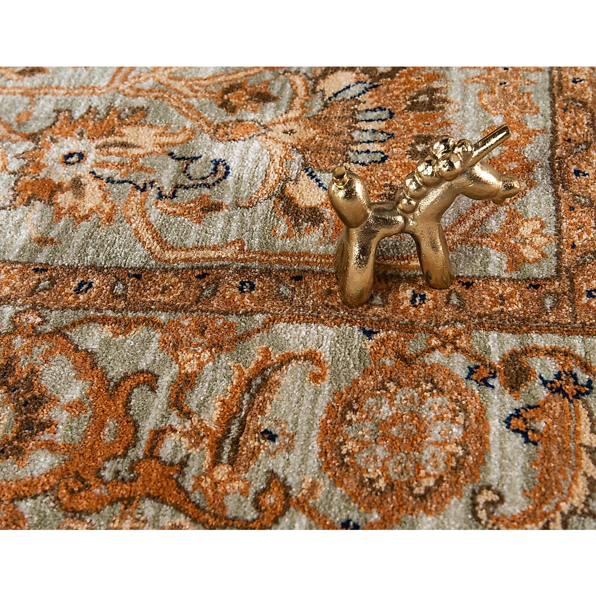 Unique Loom Dorchester Collection Botanical, Border, Traditional Area Rug (4' 5 x 4' 5 Square, Light Green/ Tan)