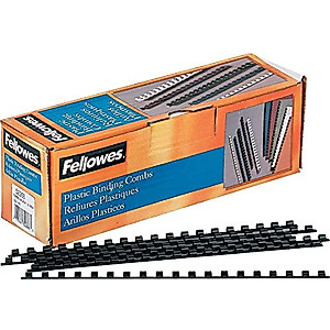 Fellowes 52366 Plastic Comb Bindings, 1/4-Inch Diameter, 20 Sheet Capacity, Black, 100 Combs/Pack