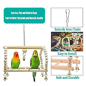 VolksRose 7 Packs Bird Parrot Swing Chewing Toys, Hanging Hammock Bell Pet Bird Climbing Stand Cage Toys Suitable for Small Parakeets, Cockatiels, Conures, Budgie, Macaws, Parrots, Mynah, Love Birds