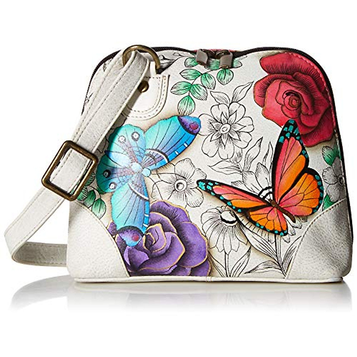 Anna by Anuschka Leather Small Multi Compartment Zip-Around Organizer, Floral Paradise