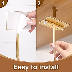 2-Pack Banana Hook Under Cabinet: Banana Holder,Metal Banana Hanger Hook,Adhesive Banana Hook, Foldable Banana Hook, Folds Up With Magnets When Not In Use, Banana Rack,Keep Bananas Fresh (Gold)