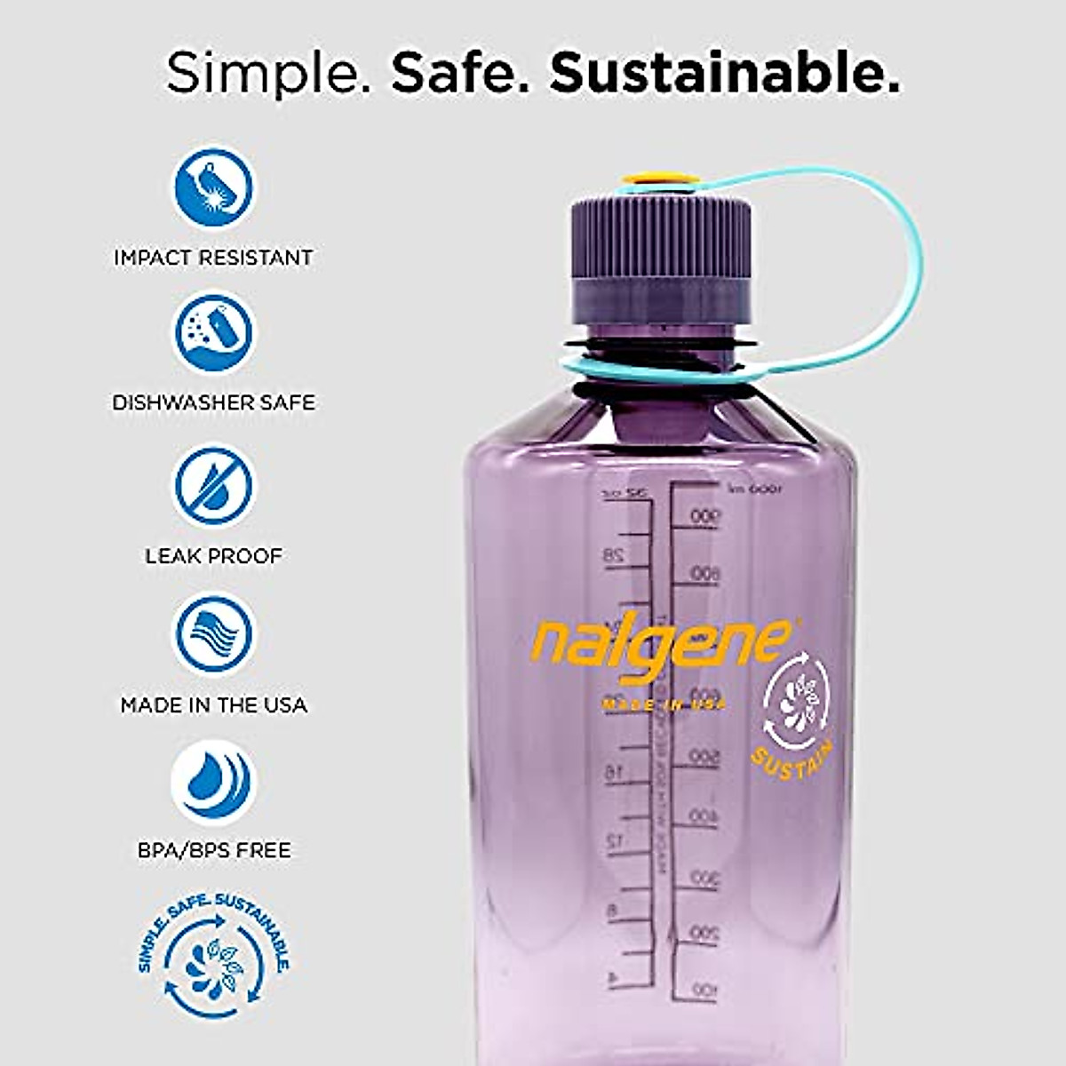 Nalgene Tritan Narrow Mouth BPA-Free Water Bottle, Clear, 32 oz