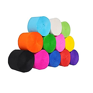 12 Rolls in 12 Colors Party Streamers, 12 Pieces 82 feet Crepe Paper Streamets Aqua Party Decorations, Multi Colored Stremmer, Party Supplies for Wedding Birthday Baby Shower Graduation Bridal Shower