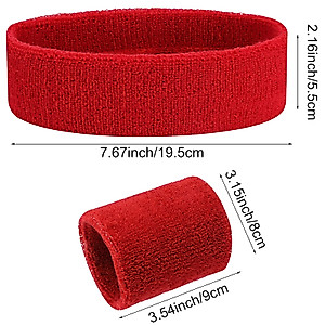 Yolev Sports Headband Wristband Set Sweatbands (1 Headband and 2 Wristbands) for Athletic Men and Women red
