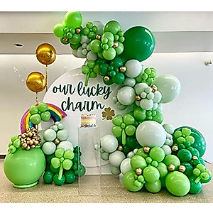 Enanal St.Patrick’s Day Balloon Garland Arch Kit, 146pcs Green Balloons with Clover Rainbow 4D Gold Foil Balloons for St.Patrick Day Party Birthday Baby Shower Decorations (St. Patrick's Day)
