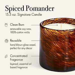 LAFCO New York 2024 Holiday Signature Candle, Spiced Pomander - 15.5 oz - 90-Hour Burn Time - Reusable, Hand Blown Glass Vessel - Made in The USA