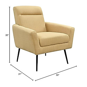 Lepfun Mid Century Modern Upholstered Fabric Accent, Living Room, Bedroom Leisure Single Sofa (Metal Legs), TV armrest seat, Suitable for Small Space Home, Office, Coffee Chair,Yellow