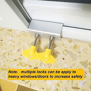 Maxdot Sliding Window Locks Adjustable Security Window Lock Window Stoppers Aluminum with Key Childproof Safety Window Lock Clamps for Vertical Horizontal Slide Door Windows(4 Sets)