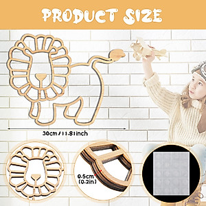 Yulejo Nursery 3 Pieces Jungle Theme Nursery Decor Wooden Animal, Woodland Safari Wall Decor with Glue Points for Bedroom Decor (Lion, Elephant, Giraffe)