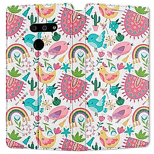 Wallet Phone Case Compatible with LG Velvet 5G G8 ThinQ G8X G7 V60 V50 V40 W30 W10 K61 Protective Cute Lightweight Folio Shockproof Adorable PU Leather Birds Rainbow Card Holder Chicken Slim Birdie