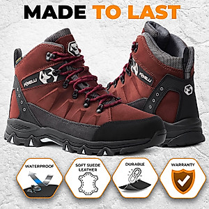 Foxelli Men’s Hiking Boots – Waterproof Breathable & Lightweight Suede Leather Hiking Boots for Men