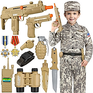 INNOCHEER Army Costume for Kids, Halloween Costumes for Boys Kids, Boys Military Soldier Costume for Boy Kids Age 3-6-8-10-12