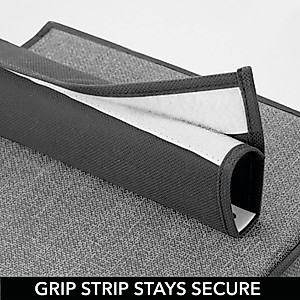 mDesign Long Soft Fabric Over Closet Rod Hanging Storage Organizer with 6 Shelves for Clothes, Leggings, Lingerie, T Shirts - Textured Print with Solid Trim - 2 Pack - Charcoal Gray/Black