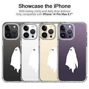bicol for iPhone 14 Pro Max Case with Clear Fashionable Designs for Women Girls,[with Screen Protector] Slim Fit Shockproof Durable Protective Phone Cover for 6.7 inch,Cute Ghost