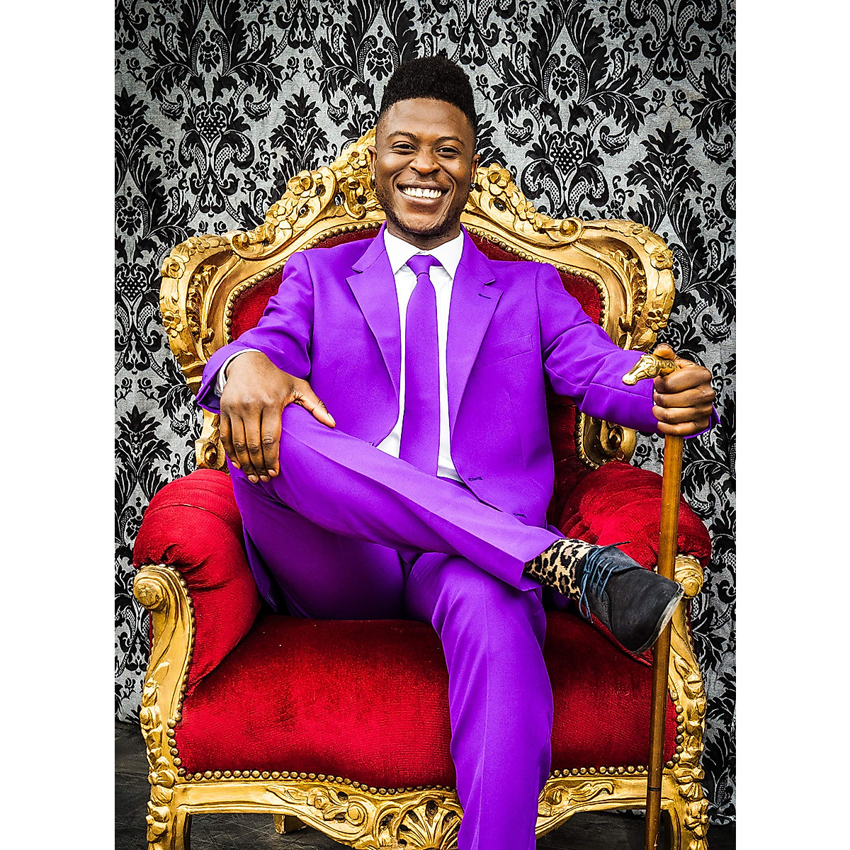 Opposuits Purple Prince Solid Purple Suit For Men Coming With Pants, Jacket and Tie, Purple Prince, US44