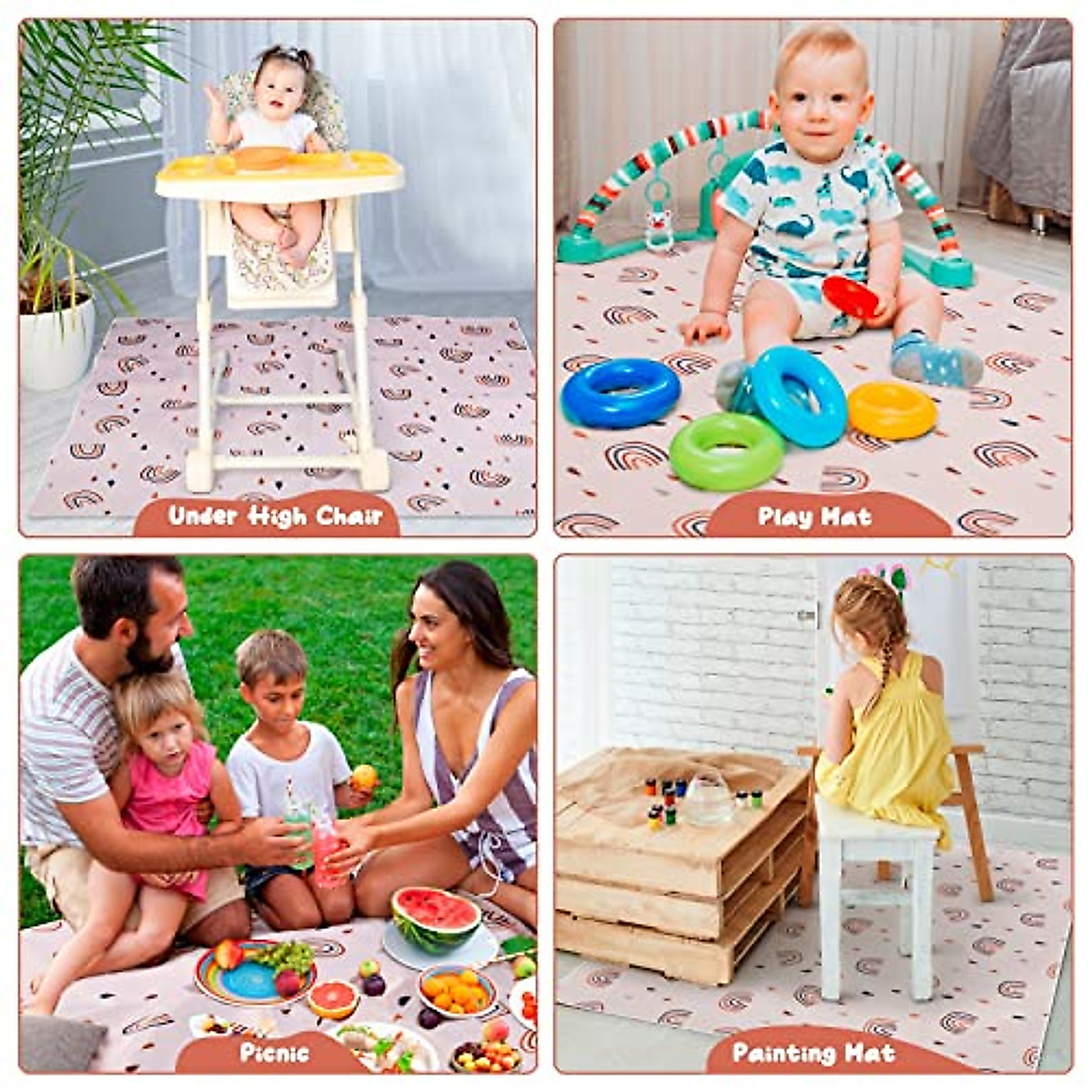 Homevio - Splat Mat Waterproof Washable - 51" - Baby Splat Mat for Under High Chair - Waterproof mat - High Chair Mat - Baby Led Weaning - Splash Mat for Under High Chair - Reusable