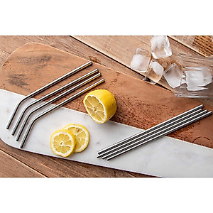 No BPA & No Lead 100% Stainless Steel Straight Swirl Straw With Brush Cleaner Included, Set of 4