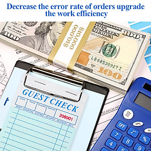 4 Pack Server Note Pads, Double Part Guest Check Books for Servers, Waitress Notepad for Restaurants Food Order, 100 Sheets/Pad, Carbon Copy for Guest Checks