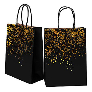 Cooraby 20 Pieces Paper Party Bags Dot Bronzing Kraft Paper Bag Hen Party Bags Bride Gift Bag with Handle for Party Favours