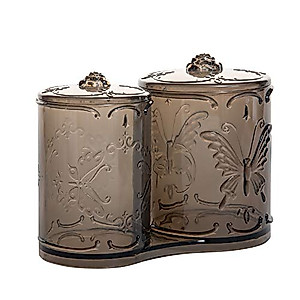 Cotton Swab Holder Clear Acrylic Cotton Balls Container Large Capacity Bathroom with Lid Containers for Makeup Sponges, Bath Salts, Cotton Rounds (Transparent Coffee)