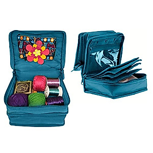 Yazzii Double Petite Craft Organizer Bag - Portable Storage Bag Organizer - Multipurpose Storage Organizer for Crafts, Toiletries, Medication, Cosmetics & Jewelry