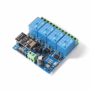 JESSINIE ESP8266 ESP-01 4 Channel 5V WiFi Relay Module 5V IOT Wireless Smart Home Device WiFi Relay Internet of Things ESP-01 Module Board for Phone APP Remote Control