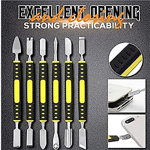 CREAMIC Metal Crowbar 6-Piece Set, Electronic Repair Tools Kit, Mini Multi Home Appliance Disassemble Tool, Opening Pry Tool Repair Kit, for Cellphone Laptops Tablets, Double Head and Non-Slip Handle