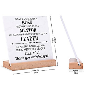 BaubleDazz Boss Gifts for Men, Women, Going Away Gifts for Boss, Boss Appreciation Gifts, Desk Plaque with Solid Wood Stand, Thank You Gift for Boss, Boss Lady, Mentor, Leader