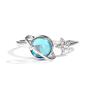 Rotatable Planet Ring for Daughter Anxiety Relief Spinner Fidget Rings Stress Fashion Star Moon Rings Unique Encouragement Gifts for Women Teen Girls Cubic Zirconia Promise Band Dainty Stacking