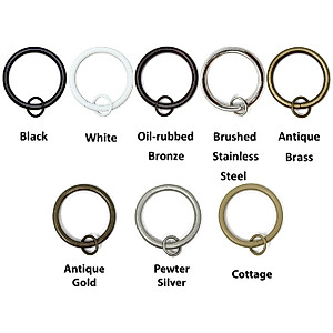 Urbanest Solid Metal Window Drapery Curtain Panel Ring with Eyelet, 1.5" Inner Diameter, Fits Up to 1.25" Rod, Set of 28 - Black