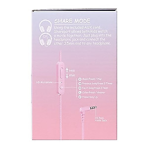 rockpapa Share 1 Kids Headphones Wired with Microphone & Share Port, 85dB/94dB Volume Limited, Cute Foldable Student Child Boys Girls Headphones for School/Classroom/Travel Pink/Green