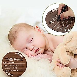 Baby Announcement Sign,Hello World Newborn Sign,Baby Name Sign,Baby Birth Announcement Sign for Photo Prop,Baby Nursery Decor