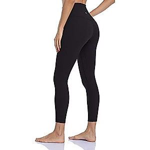 HeyNuts Essential 7/8 Leggings High Waisted Yoga Pants for Women, Buttery Soft Workout Pants Compression Leggings with Inner Pockets Black_25'' S(4/6)
