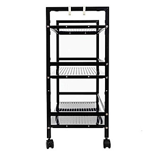 Black Rolling Storage Cart Utility Cart with Wheels Multipurpose Mobile Utility Storage Cart for Living Room Bathroom Kitchen Office Carts & Stands Utility Carts 60 x 32 x 75cm (L x W x H)
