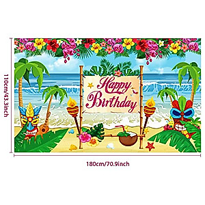 Summer Hawaiian Birthday Backdrop for Hawaiian Luau Party Decorations Hawaiian Aloha Beach Banner for Aloha Luau Birthday Party Supplies Photo Booth Props Banner