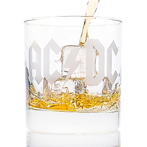 AC/DC Have a Drink on Me Etched Whiskey Glass - Officially Licensed, Premium Quality, Handcrafted Glassware, 11oz. Rocks Glass - Perfect Collectible Gift for Rock Music Fans, Birthdays, & AC/DC Lovers