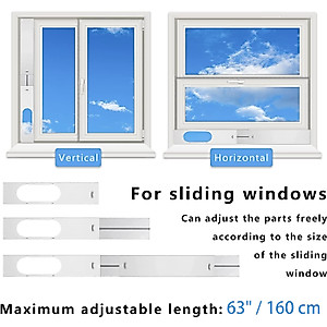 LEZIFU Portable Air Conditioner Window Kit with Hose, Adjustable Window Seal with 5.9 Inch Diameter 59" Length Hose for Vertical/Horizontal Window Kit