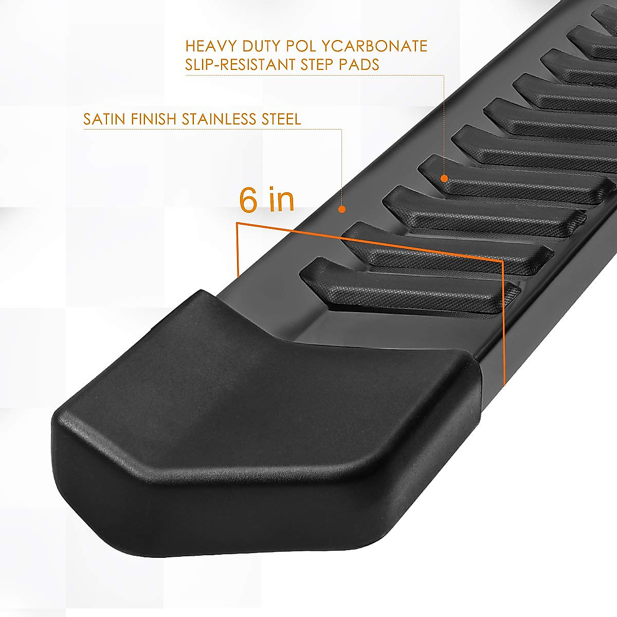 [Pair] 6 Inch Black Stainless Running Boards/Side Steps/Nerf Bars Compatible with 04-14 Ford F-150 Extended Cab