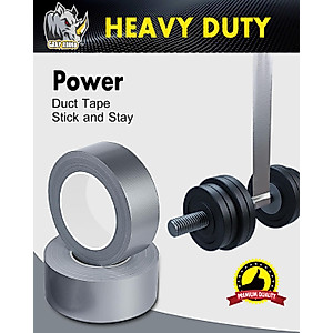 GRAY RHINO Duct Tape Heavy Duty Waterproof 1.88in 105ft/35yd Tearable with No Residue Strong Adhesive Duct Tape for Packaging Tape Indoor&Outdoor Repair Blackout Tape (1, Silver)