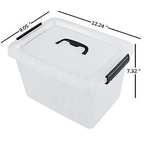 Kekow 6-Pack 10 L Plastic Storage Boxes, Clear Plastic Storage Bins with Lids