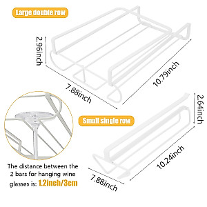 Brynnl 2 Pack Wine Glass Holder, Wine Glass Rack Under Cabinet,Punch-free Hanging Wine Glass Rack for Bar Kitchen （White）