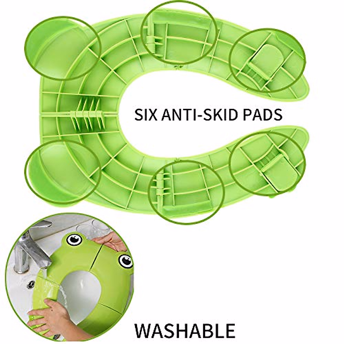 Travel Potty Seat for Toddler - Folding Toilet Seat Cover Travel Potty Training seat for Baby Boy Girl Toddler Kid Upgrade 6 Non Slip Pad FABUDERFUL