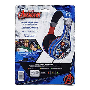 eKids Avengers Kids Adjustable Headband, Stereo Sound, 3.5Mm Jack, Volume Limited Headphones for School, Home, Travel