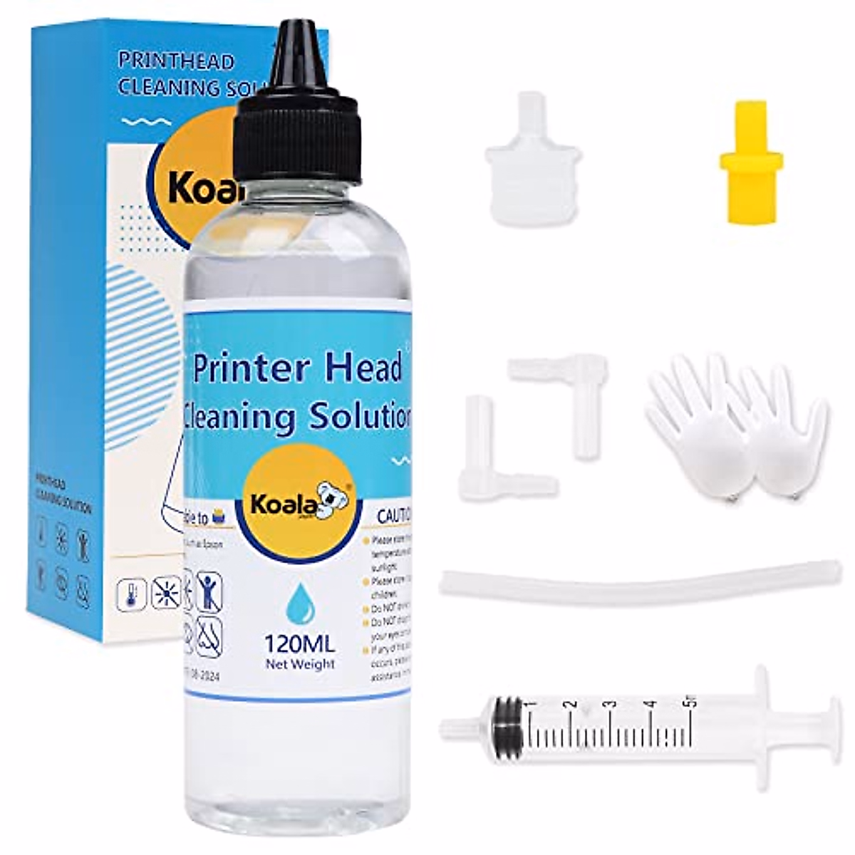 Koala Printhead Cleaning Kit, Printer Cleaning Kit 120ml Compatible with Epson/Canon/Brother/HP Inkjet Printers ET-2720 ET-2803 ET-4800 ET15000 WF7710 XP4105 etc.